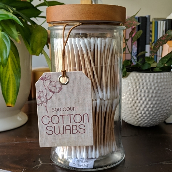 Bath | 60 Cotton Swab In Reusable Glass Container | Poshmark